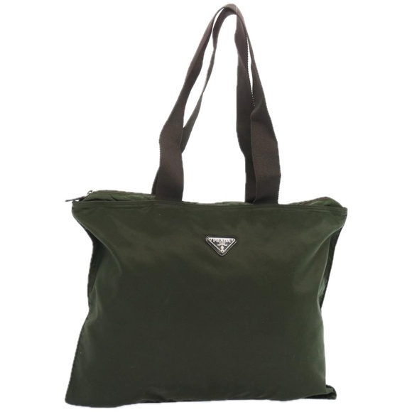 Prada | Bags | Prada Tote Bag Nylon Khaki Auth 65378 | Poshmark